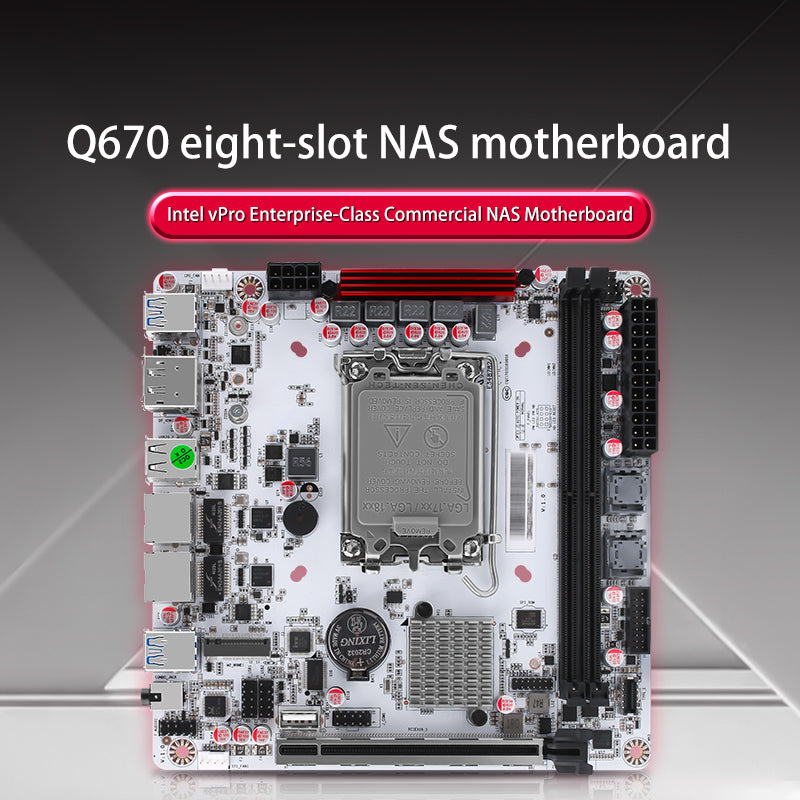 Q670-8Bay NAS Mini ITX Motherboard Upgraded Version,LGA1700 Supports intell12-14 Gen Processors ...